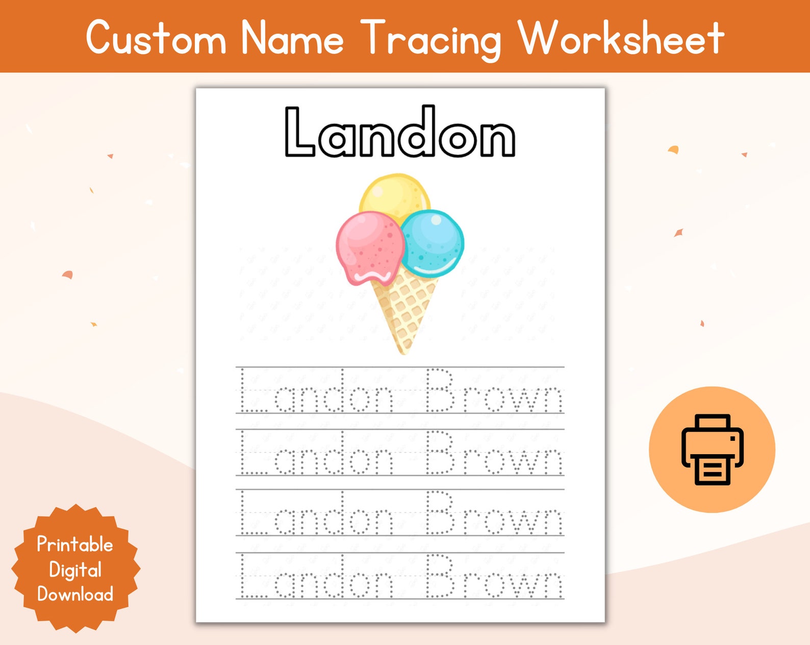 Name Tracing Custom Worksheet / Personalized First Name - Etsy
