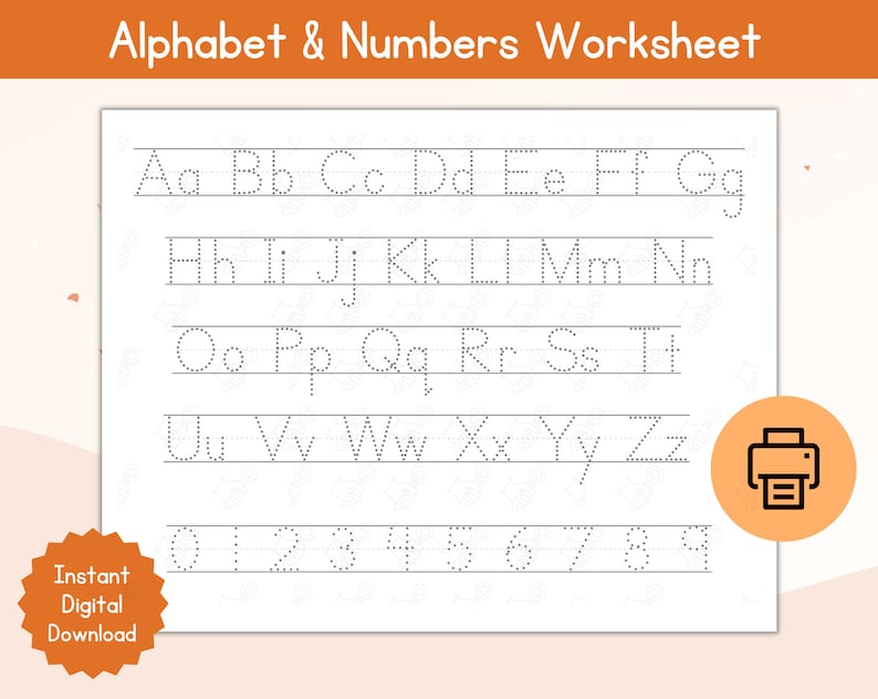 Alphabet & Number Tracing Sheet / ABC Tracing / Handwriting Practice ...