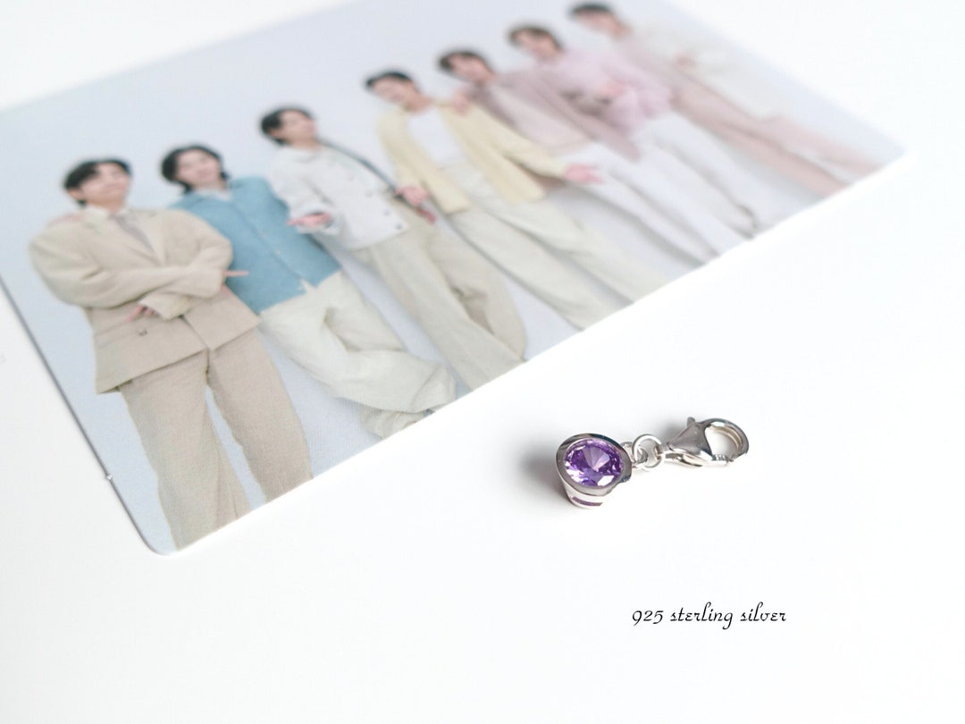 BTS Inspired Purple Zirconia Charm or Necklace Pendant Borahae 925 ...