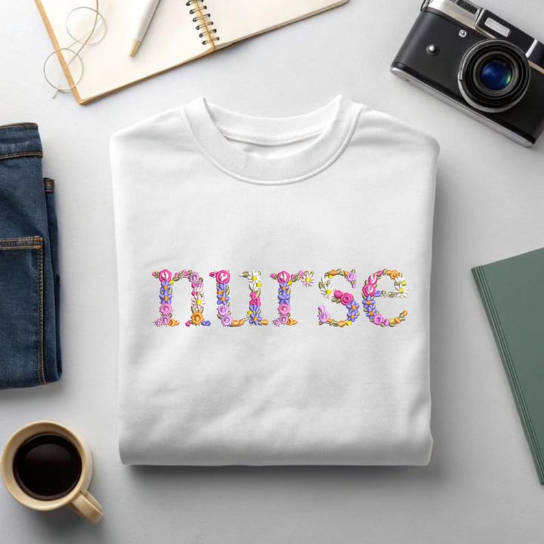 Nurse Embroidery Designs, Nurse Floral Letters Embroidery Design ...