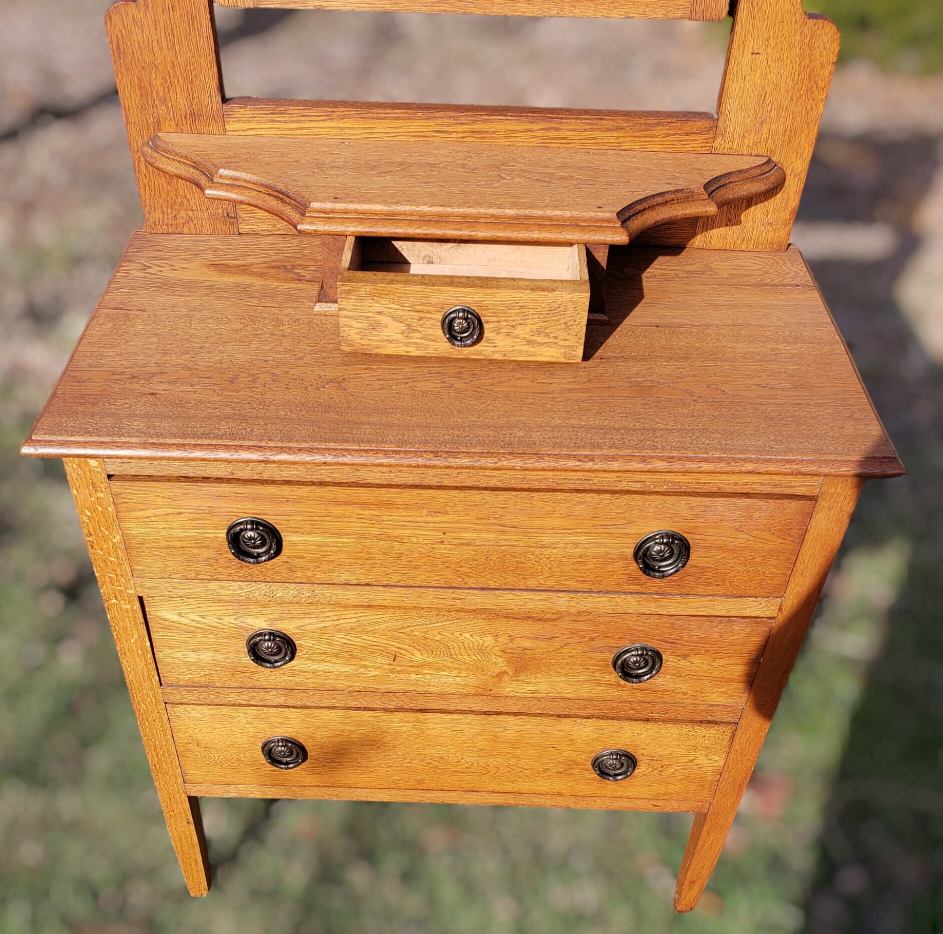 Vintage Mission Style Vanity / Craftsman Bureau / Vintage Oak Dresser ...