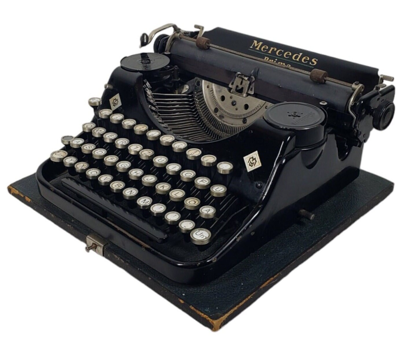 Rare 1936 Mercedes Prima Portable Typewriter / Glass Keys / Working ...