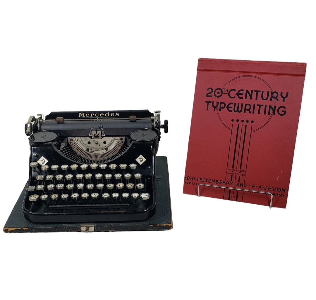 Rare 1936 Mercedes Prima Portable Typewriter / Glass Keys / Working ...