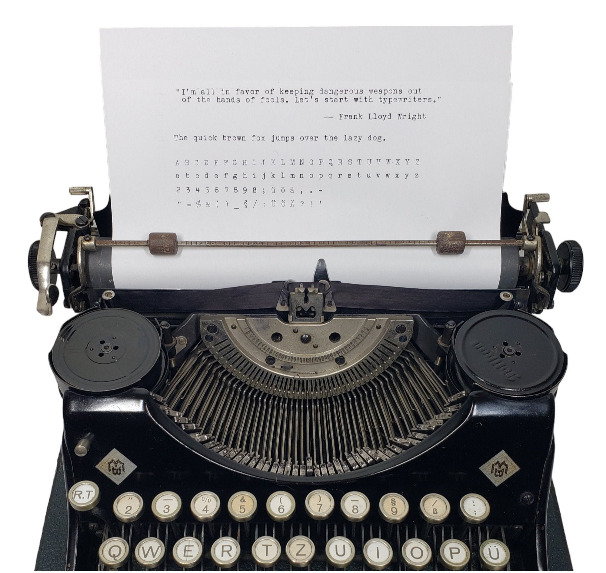 Rare 1936 Mercedes Prima Portable Typewriter / Glass Keys / Working ...