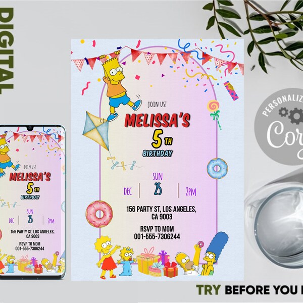 Simpsons Digital Invitation - Etsy
