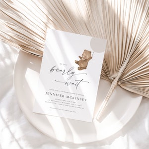 We Can Bearly Wait Invitation, We Can Bearly Wait Baby Shower, Teddy ...