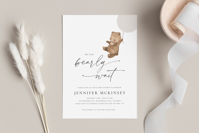 We Can Bearly Wait Invitation Bundle, We Can Bearly Wait Baby Shower ...