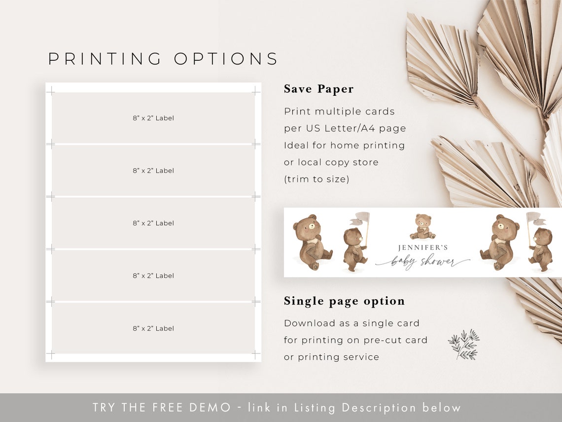 REMI Teddy Bear Water Bottle Label, Baby Bear Water Bottle Label ...