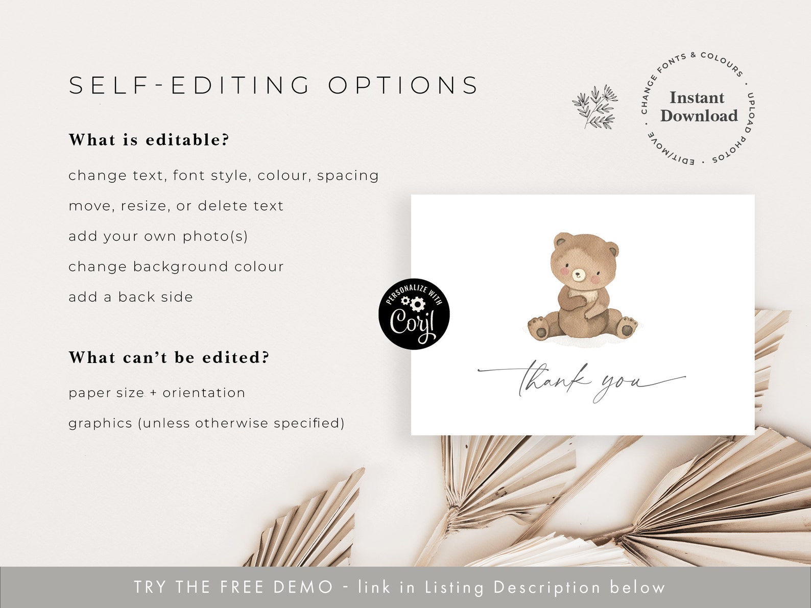 Teddy Bear Thank You Card, Teddy Bear Baby Shower Thank You Card, Teddy ...