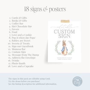 Beatrix Potter Baby Shower Signs, Peter Rabbit Baby Shower Signs Pack ...