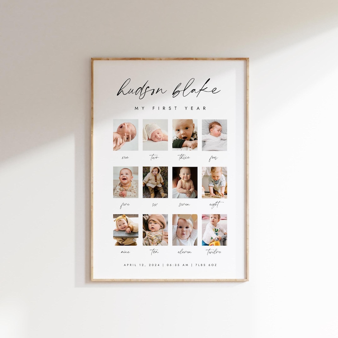 Minimalist 1st Birthday Milestone Boards, 1st Year Milestone Photo ...