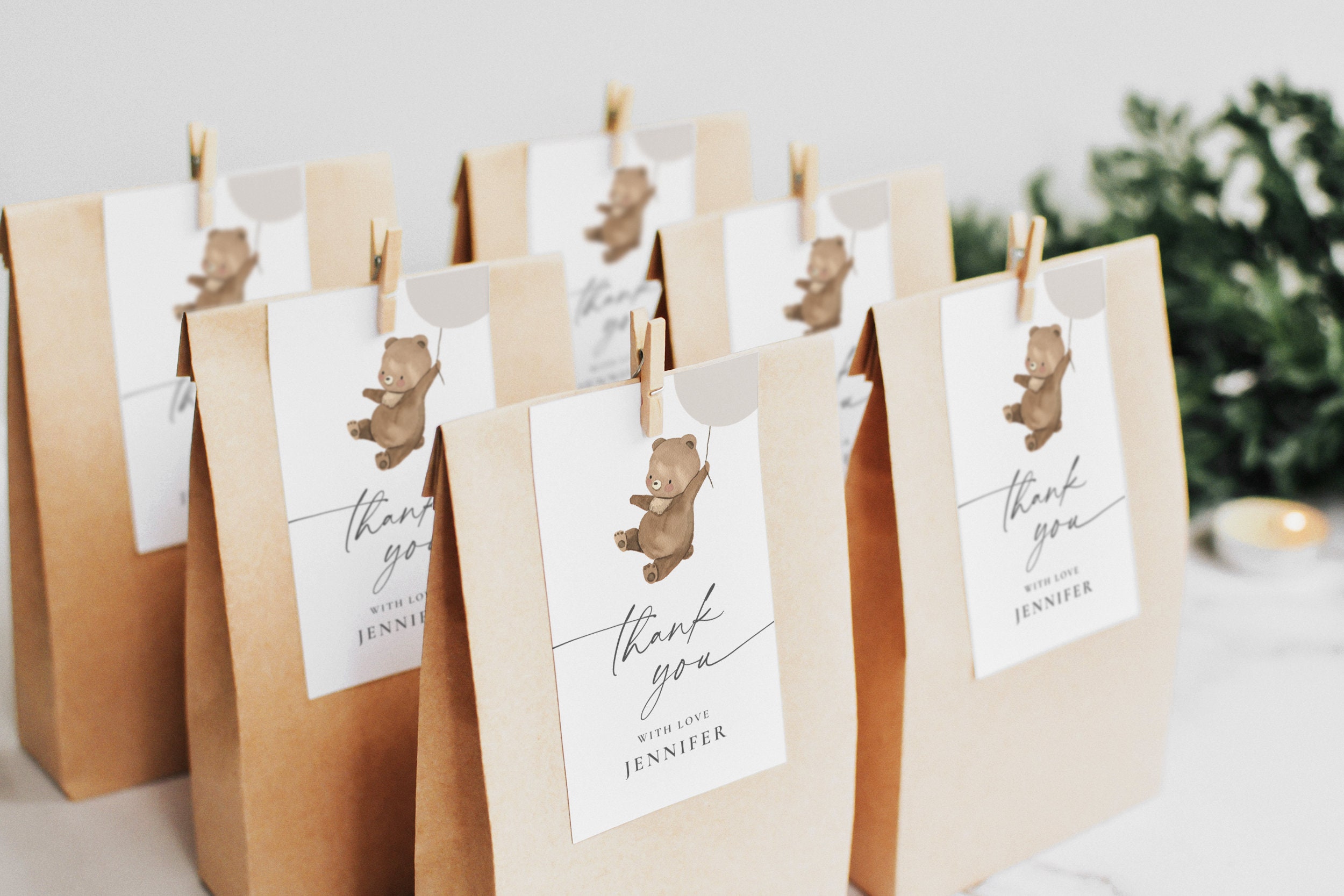 REMI Teddy Bear Favour Tag Templates, Baby Shower Thank You Tags, Cute ...