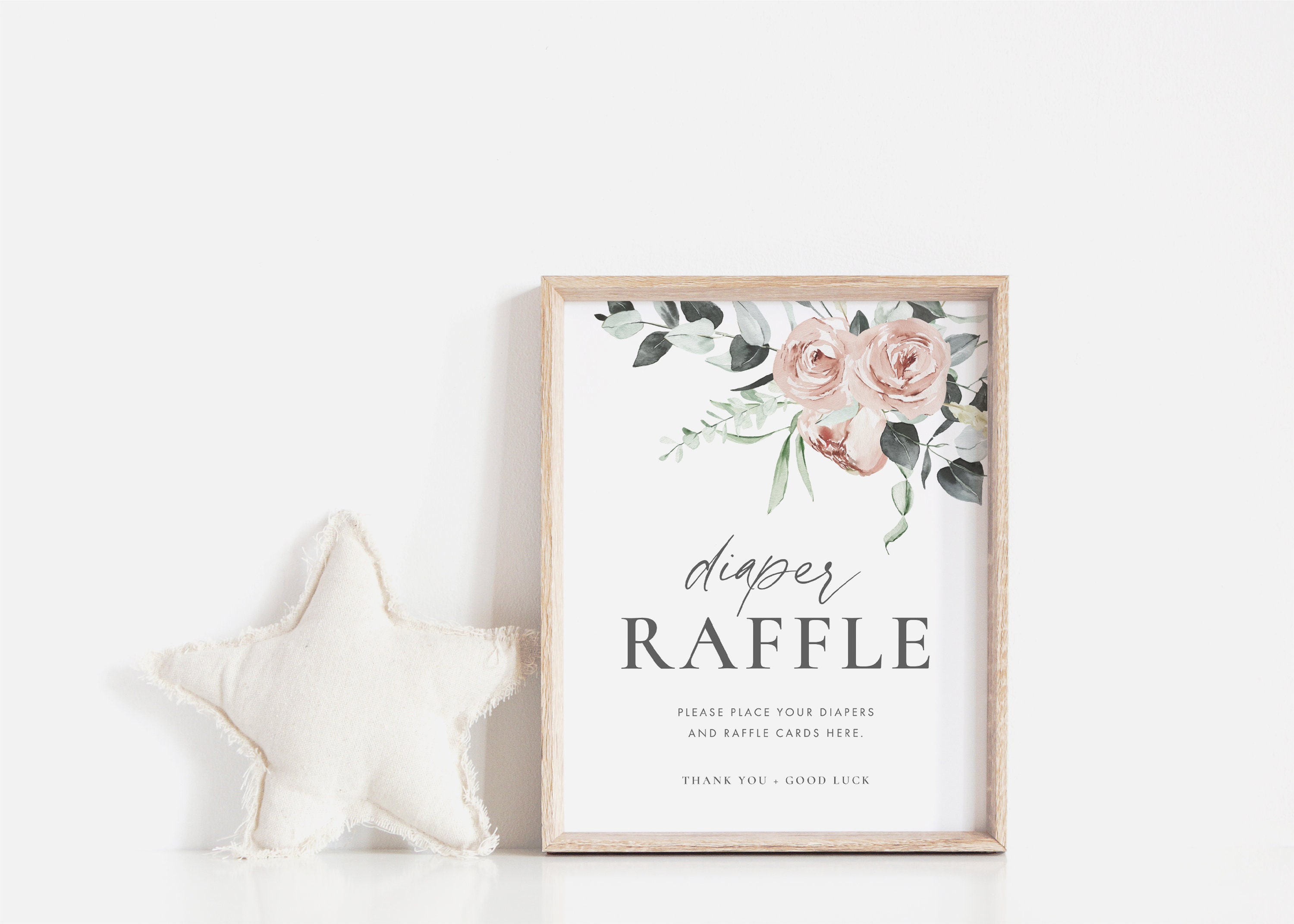 LARA Pink Floral Diaper Raffle Sign Template, Pink Flowers Editable ...