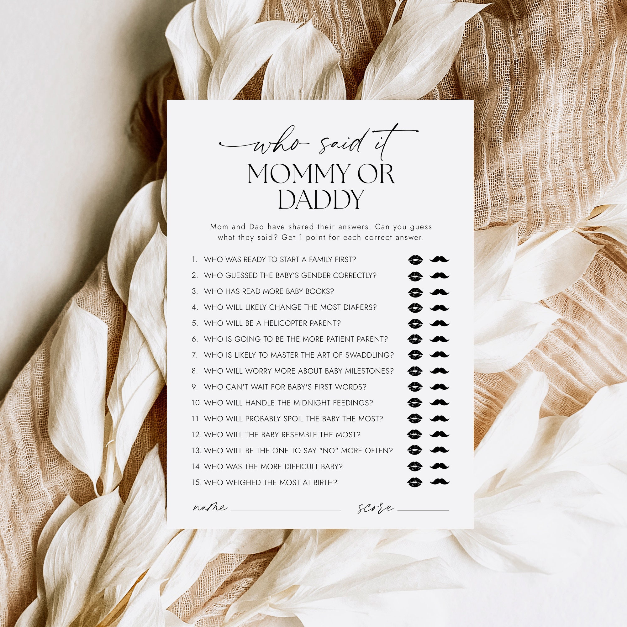 Who Said It Mommy or Daddy Game, Who Said It Game, Who Said It Baby ...