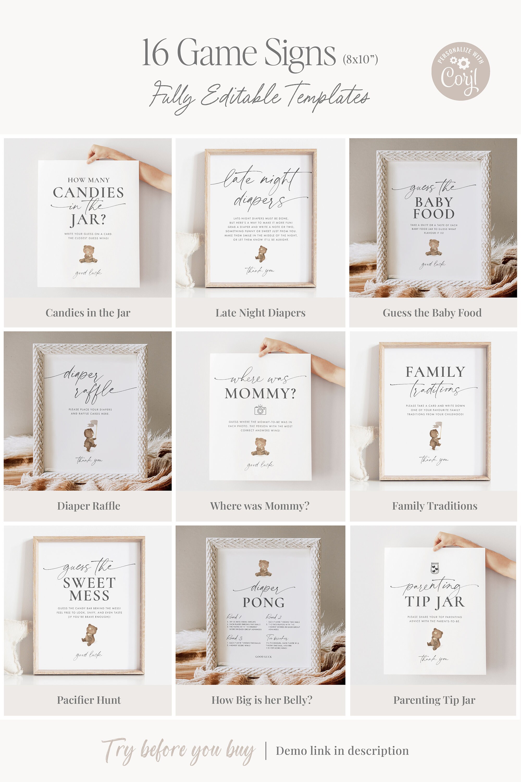 Teddy Bear Baby Shower Games, We Can Bearly Wait Theme (digital ...