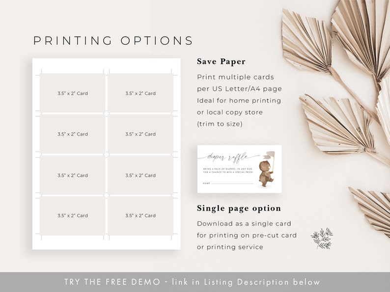 REMI Teddy Bear Baby Shower Insert Cards, Bear Diaper Raffle Ticket ...