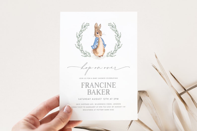 PETER Rabbit Baby Shower Invitation Template Minimalist - Etsy Canada