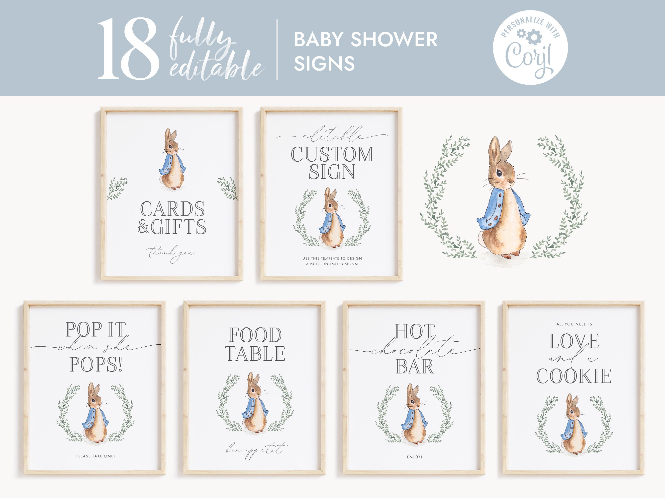 Beatrix Potter Baby Shower Signs, Peter Rabbit Baby Shower Signs Pack ...