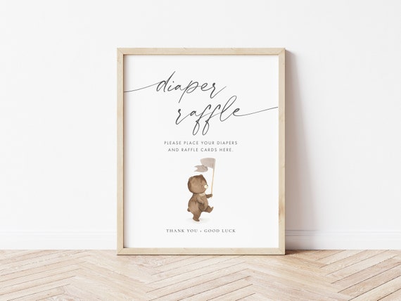 REMI Teddy Bear Diaper Raffle Sign Template Editable Brown - Etsy