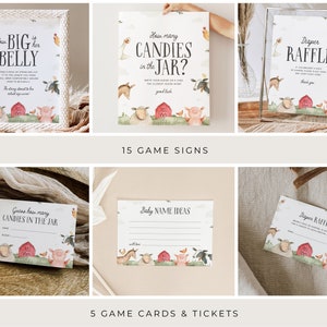 Barnyard Baby Shower Games, Farm Animals Baby Shower Game, Baby Animals ...