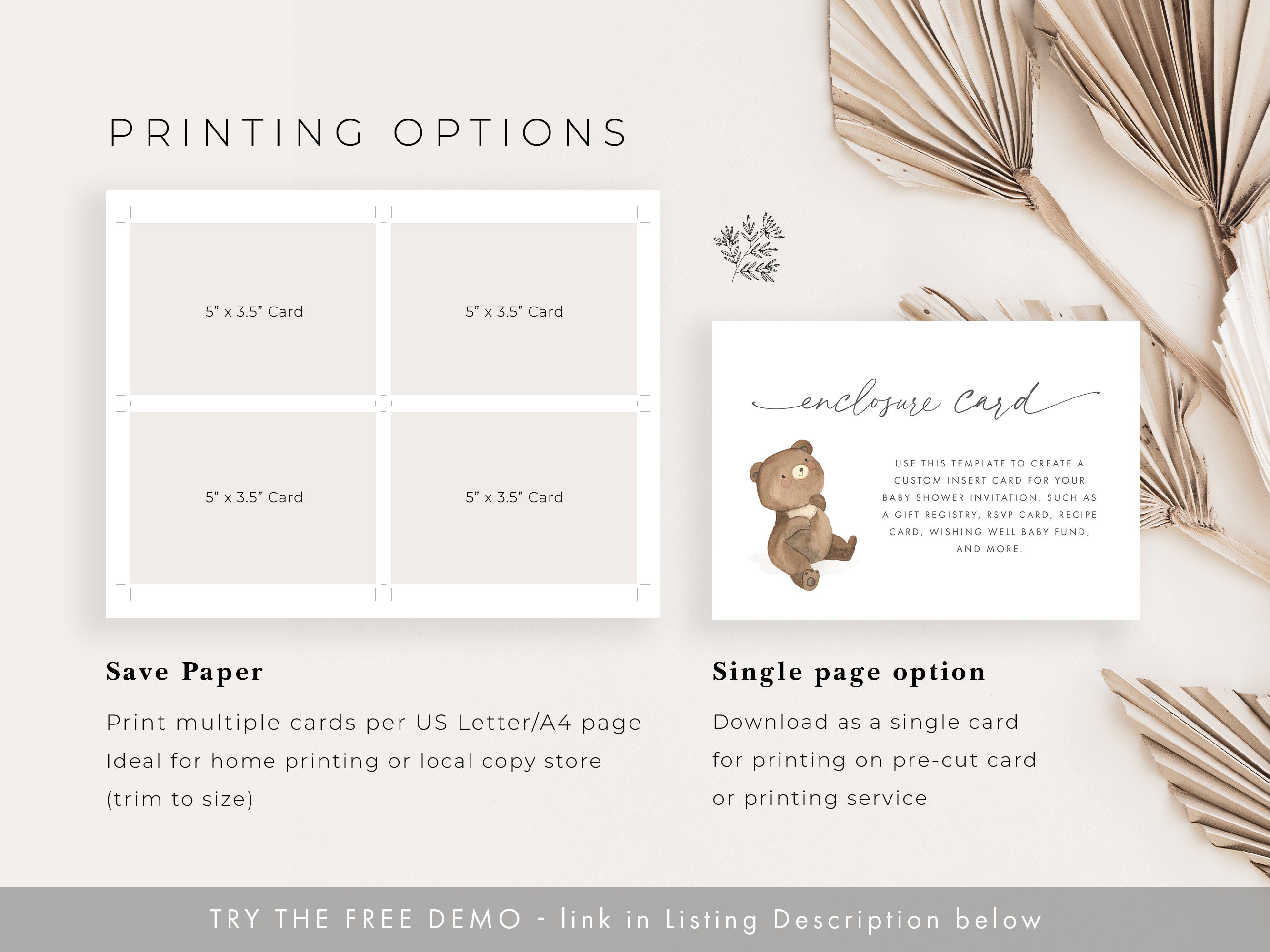 REMI Teddy Bear Enclosure Card Template, Editable Cute Bear Enclosure ...