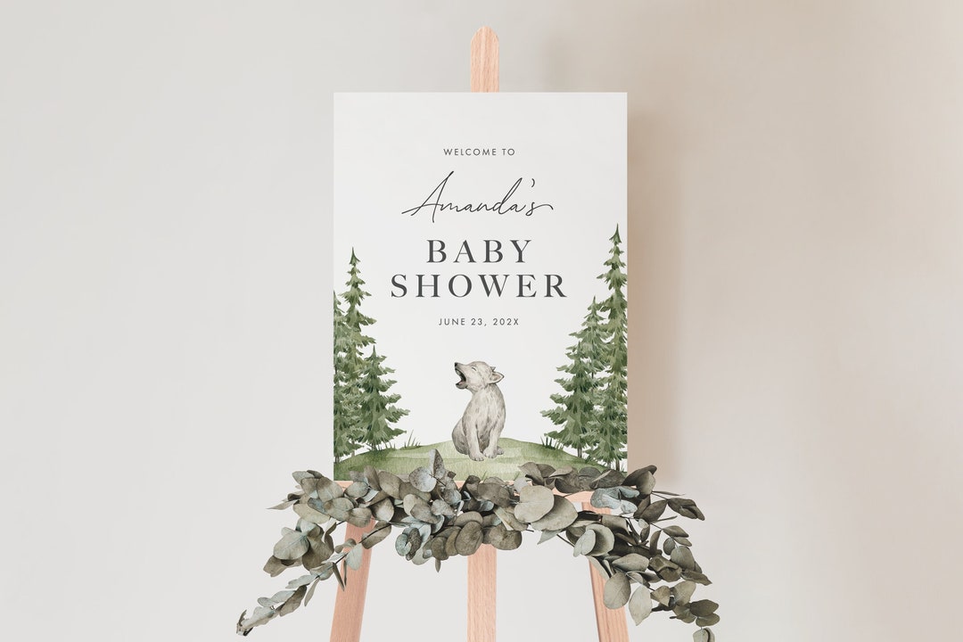 Adventure Wolf Welcome Sign, Editable Wolf Welcome Poster, Printable ...