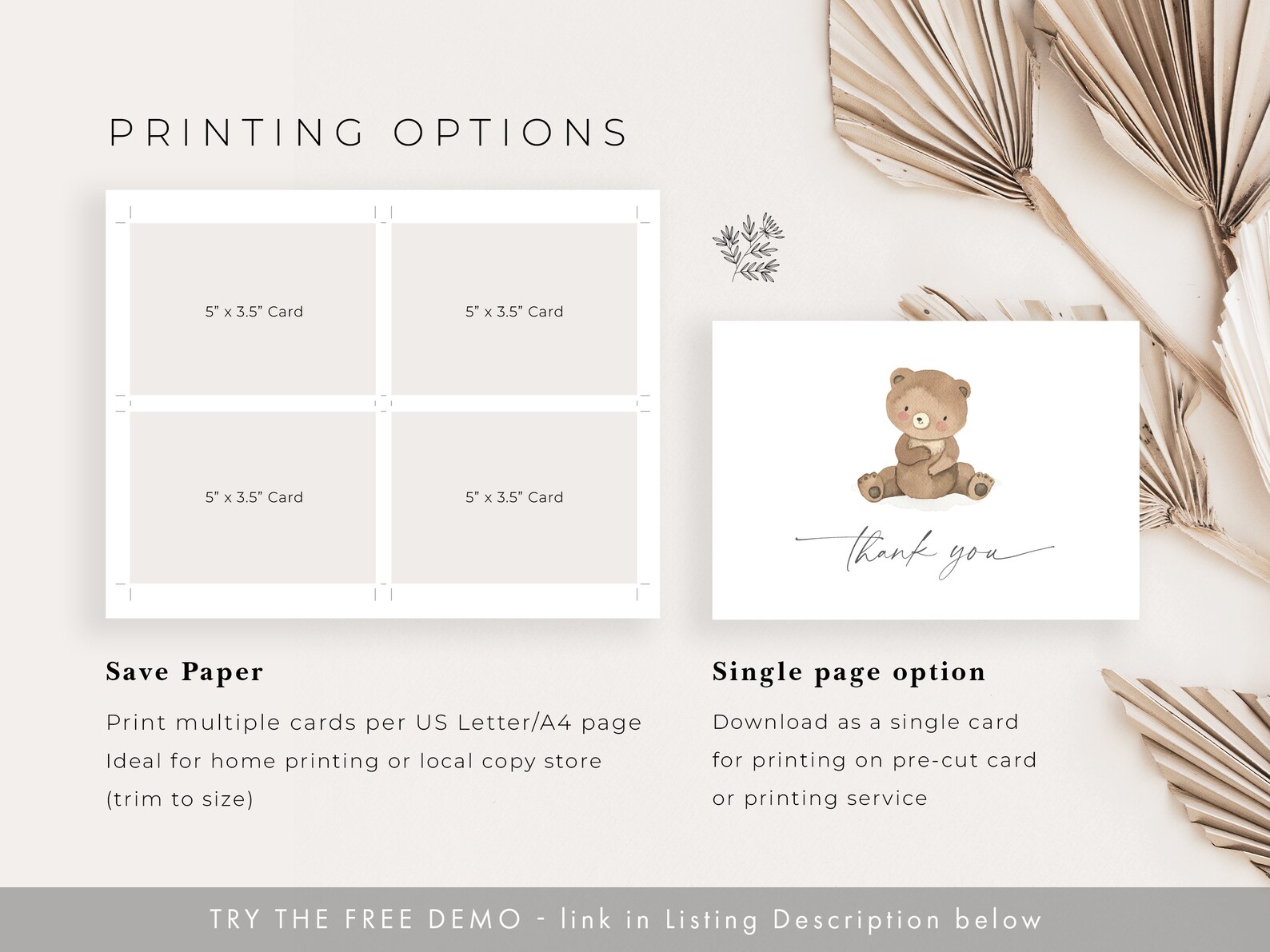 Teddy Bear Thank You Card, Teddy Bear Baby Shower Thank You Card, Teddy ...