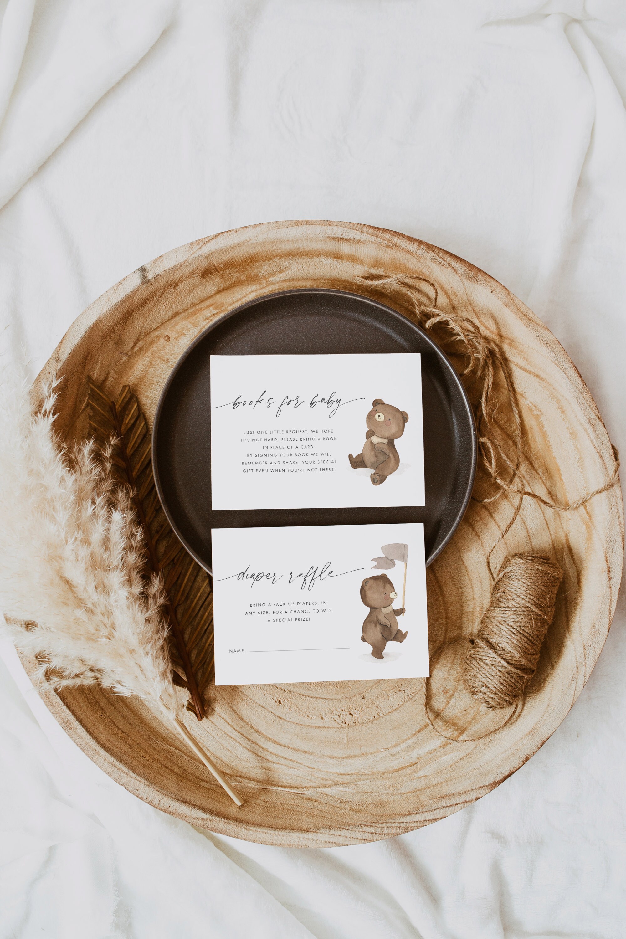 REMI Teddy Bear Baby Shower Insert Cards, Bear Diaper Raffle Ticket ...