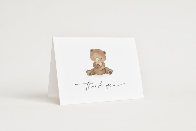 Teddy Bear Thank You Card, Teddy Bear Baby Shower Thank You Card, Teddy ...