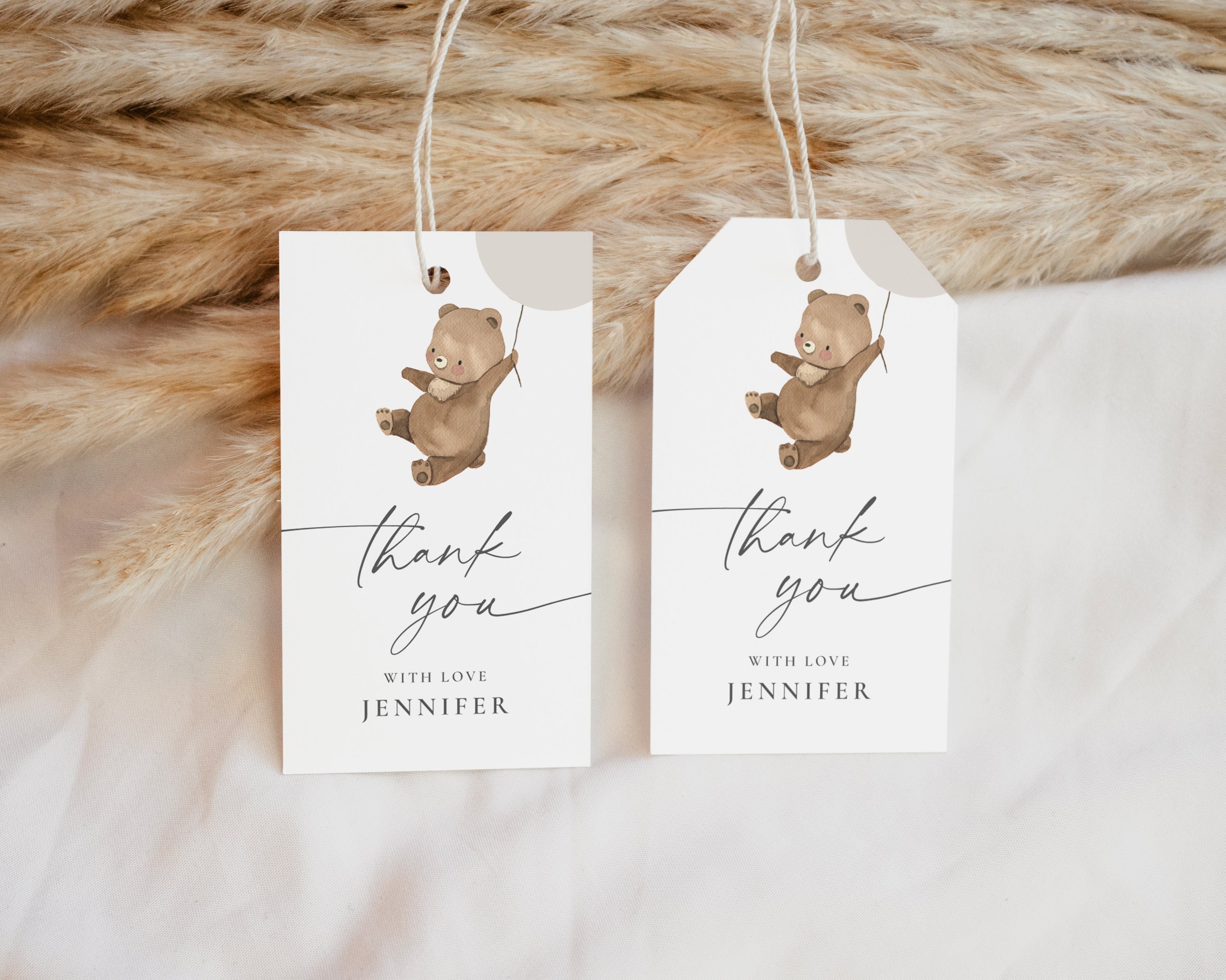 REMI Teddy Bear Favour Tag Templates, Baby Shower Thank You Tags, Cute ...