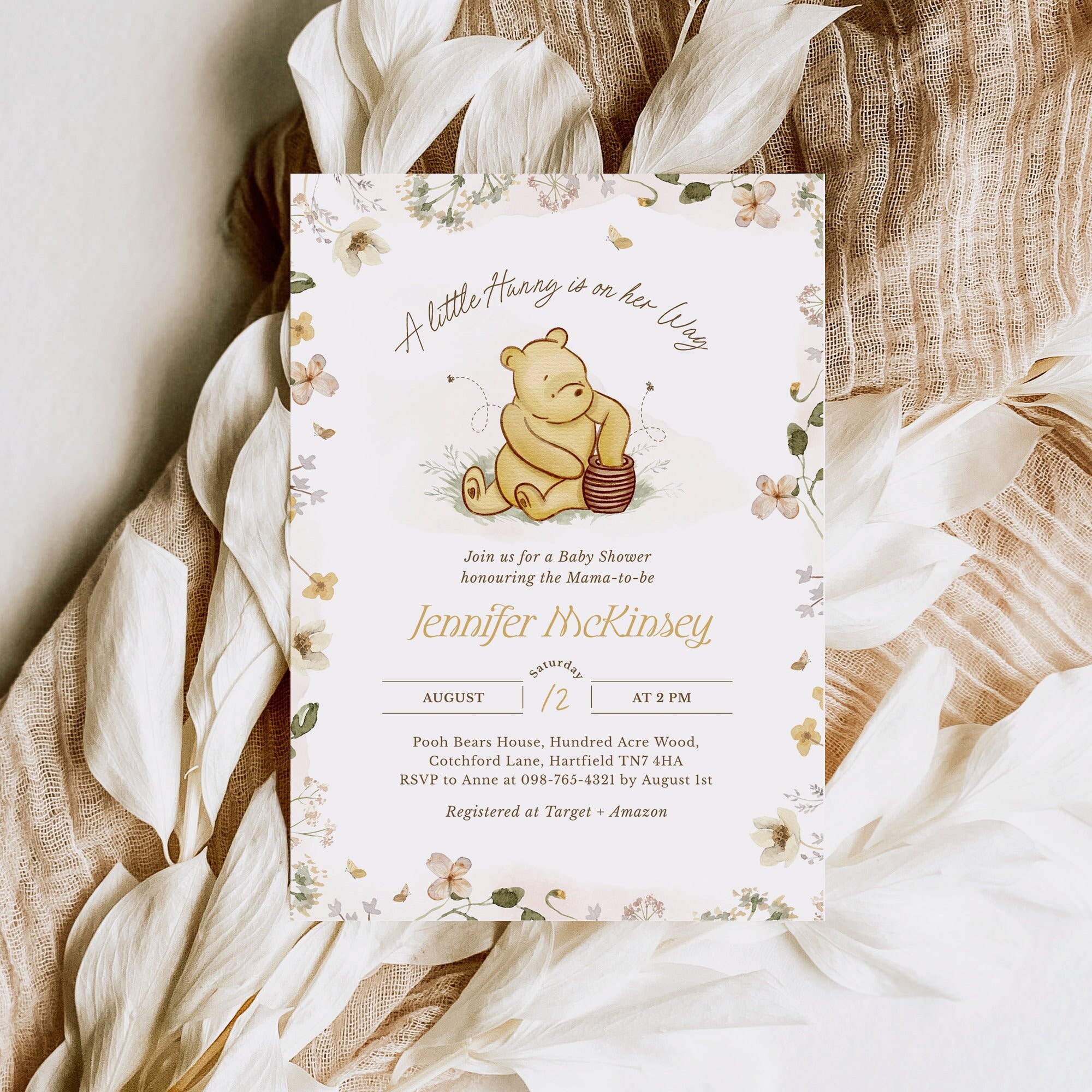 Classic Winnie the Pooh Baby Shower Invite, Classic Winnie Pooh Baby ...