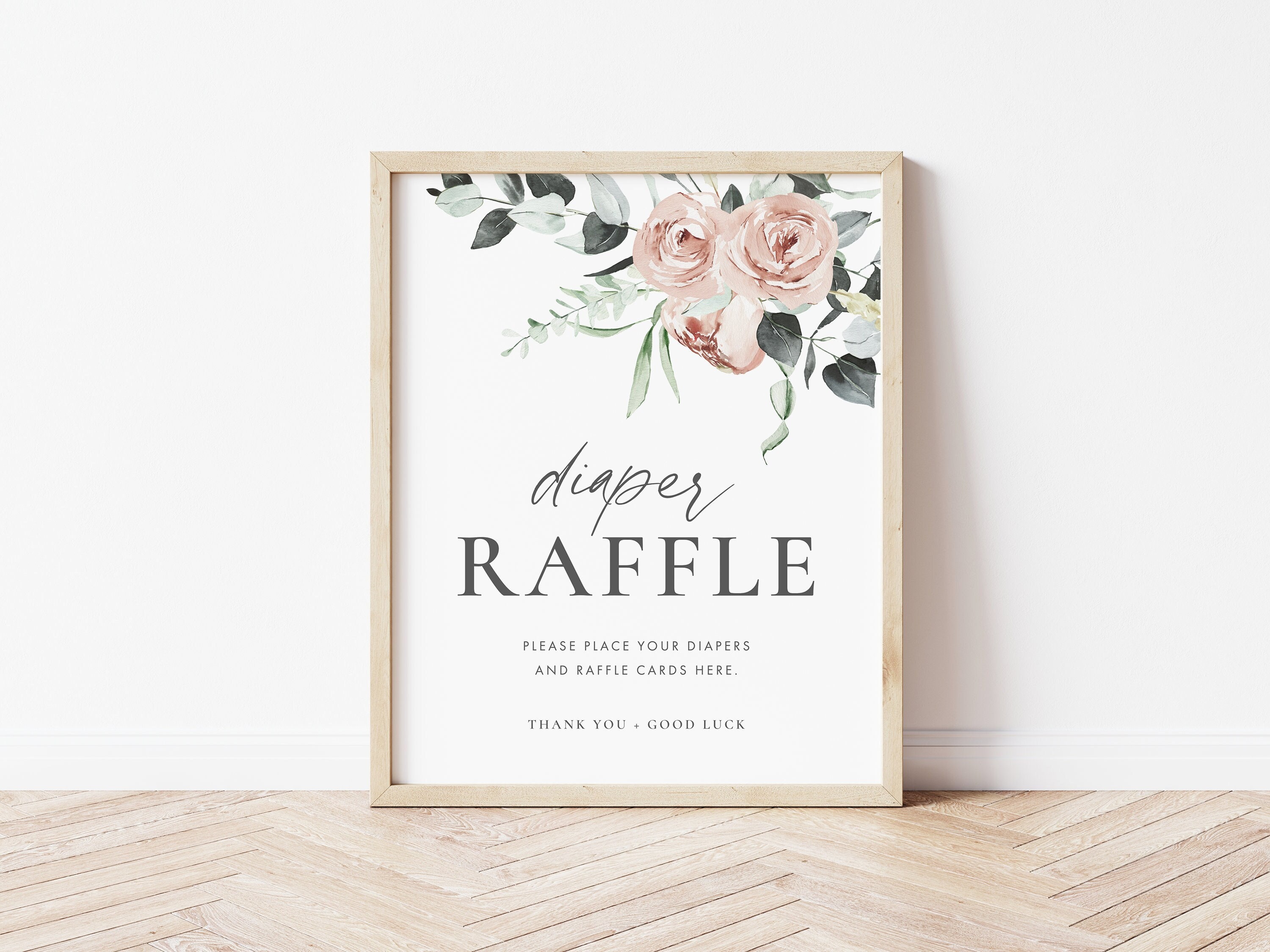 LARA Pink Floral Diaper Raffle Sign Template, Pink Flowers Editable ...