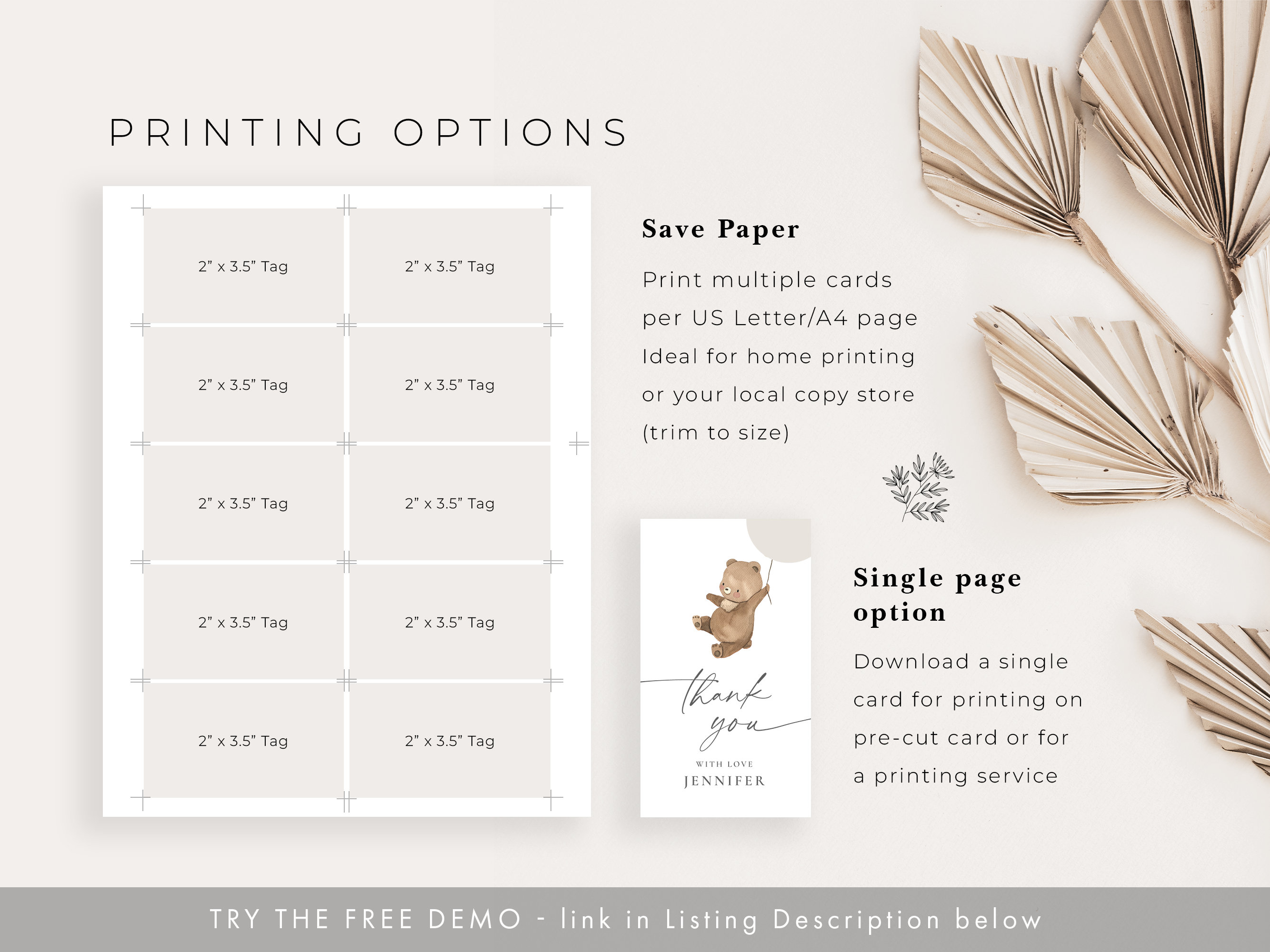 REMI Teddy Bear Favour Tag Templates, Baby Shower Thank You Tags, Cute ...