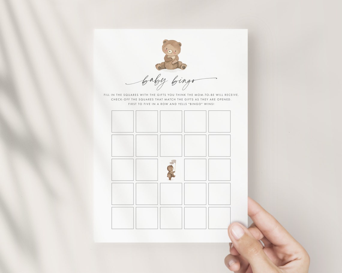 REMI Teddy Bear Baby Bingo Baby Shower Game DIY Baby - Etsy