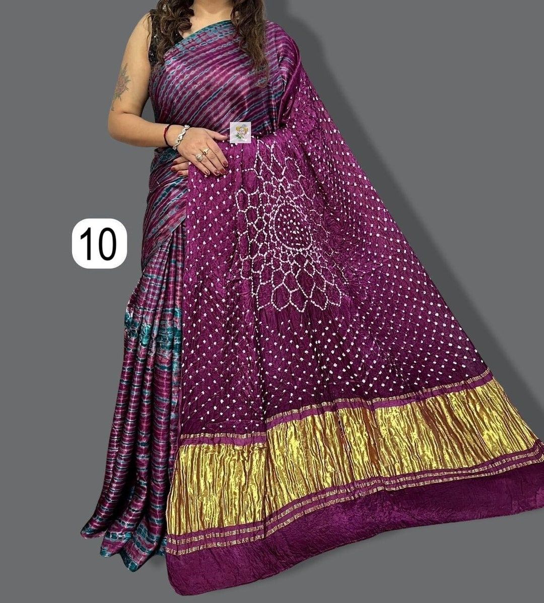 Modal Silk Bandhani Tissue Pallu Saree, Multicolored Combination, Skin ...