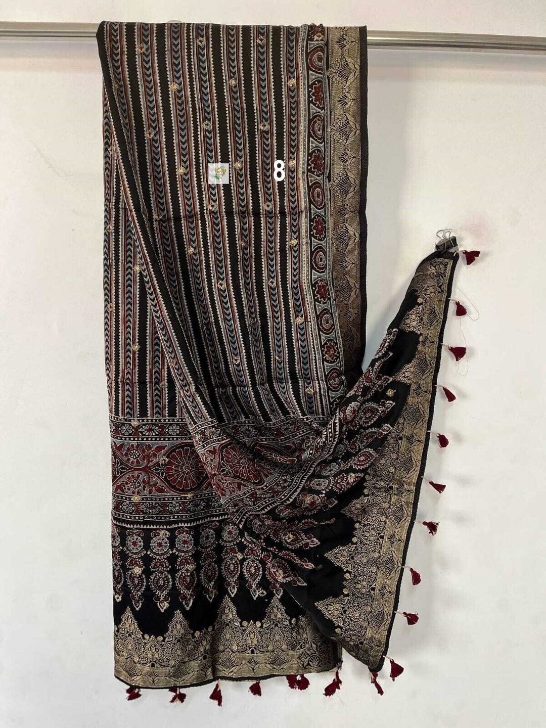 Pure Dola Silk Ajrakh Dupattas, Hand Block Print, Designer Tissue Pallu ...