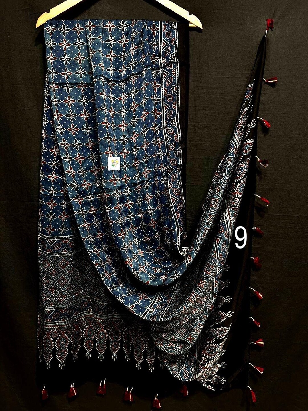 Modal Silk Ajrakh Dupattas, Pure Hand Block Print, Vegetable Colors ...