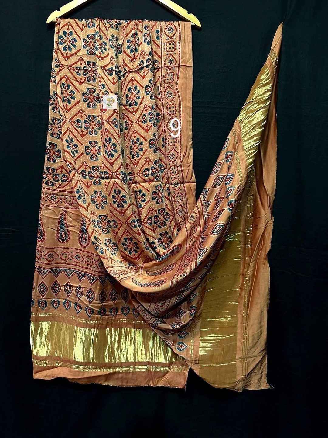 Pure Modal Silk Ajrakh Dupattas, Hand Block Print, Tissue Pallu ...