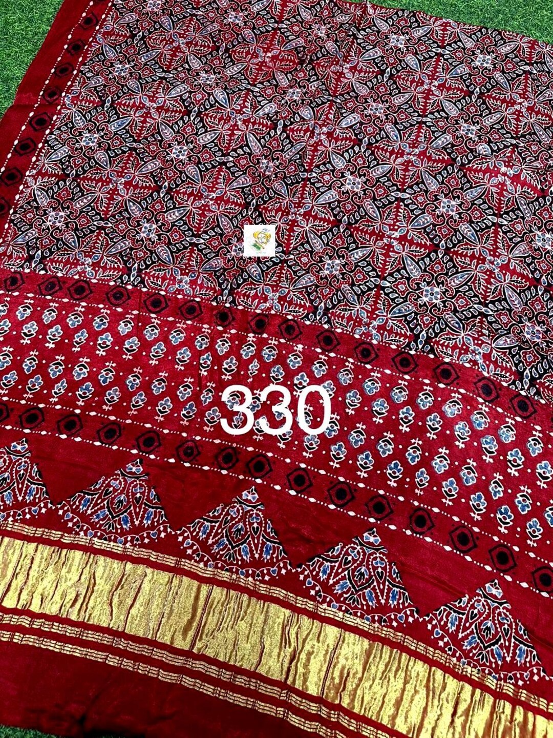 Pure Modal Silk Ajrakh Dupattas, Hand Block Print, Tissue Pallu ...