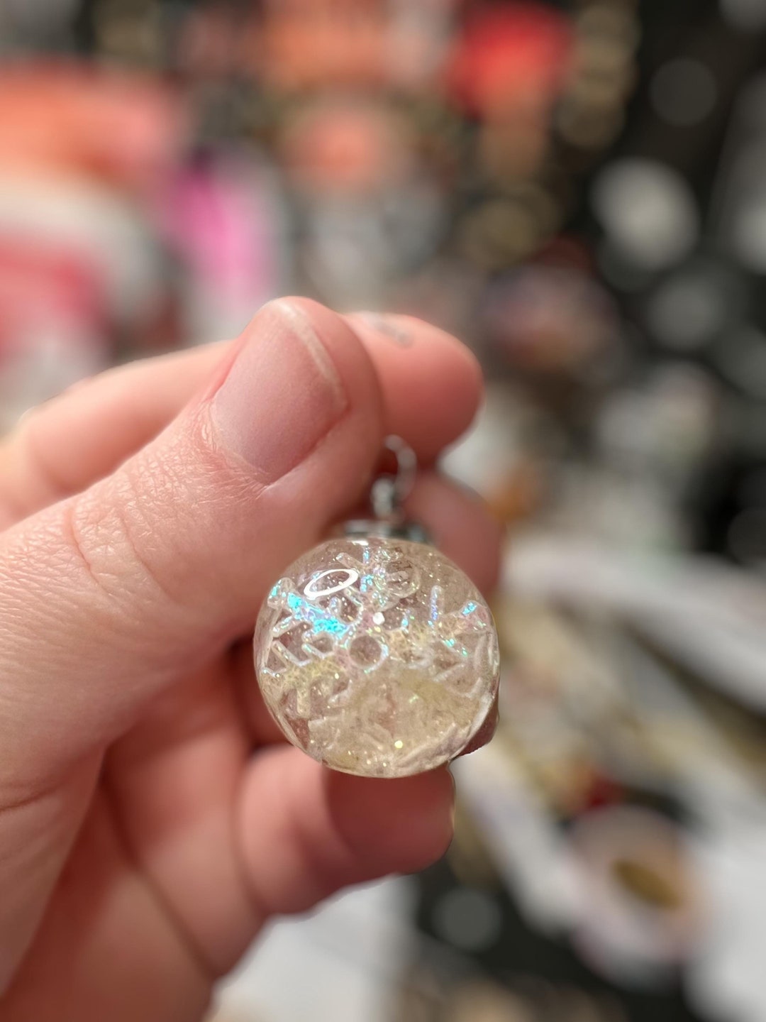 Snowflake Fairy Dust Fidget Jewelry: Winter Snow Globe Necklace or ...