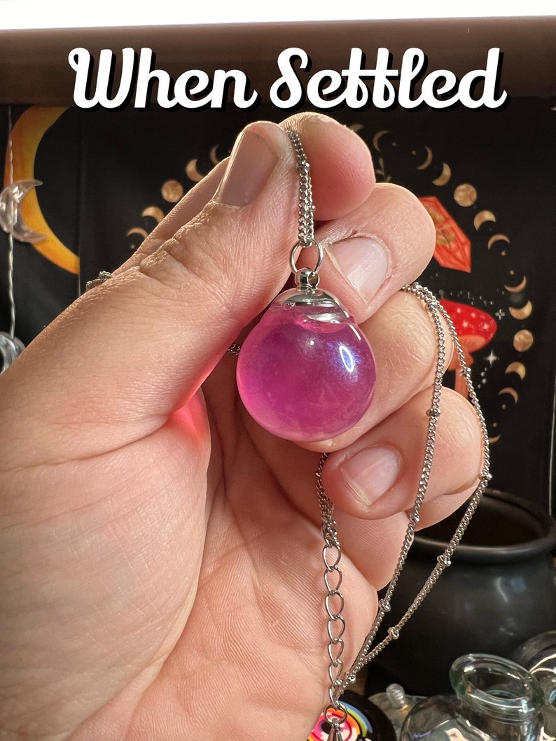 Pink Fairy Dust Fidget Globe Necklace: Persephone's Pearls Inspired ...