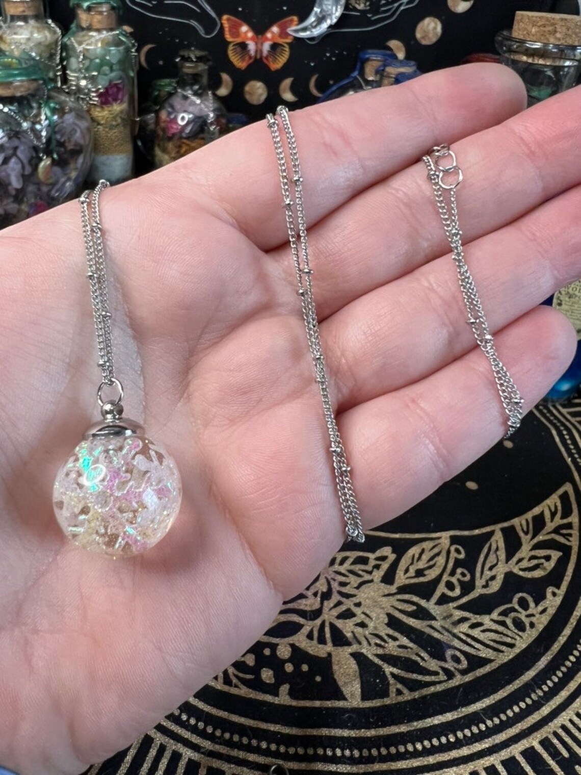 Snowflake Fairy Dust Fidget Jewelry: Winter Snow Globe Necklace or ...