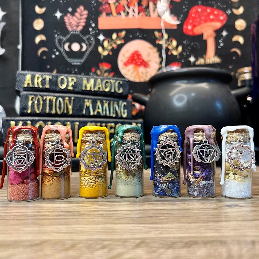 Chakra Spell Jar Set: Handmade Intention Manifestation Bottles - Etsy