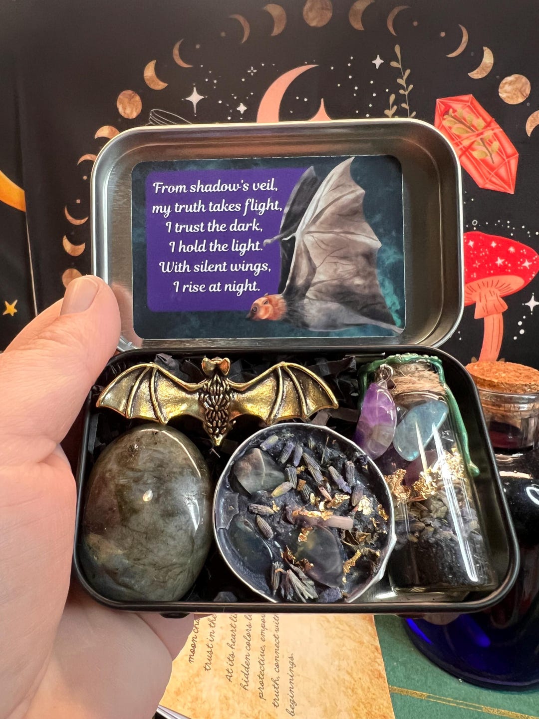 Custom Spiritual Bundle: Portable Witch Kit With Crystals & Spell Jars ...