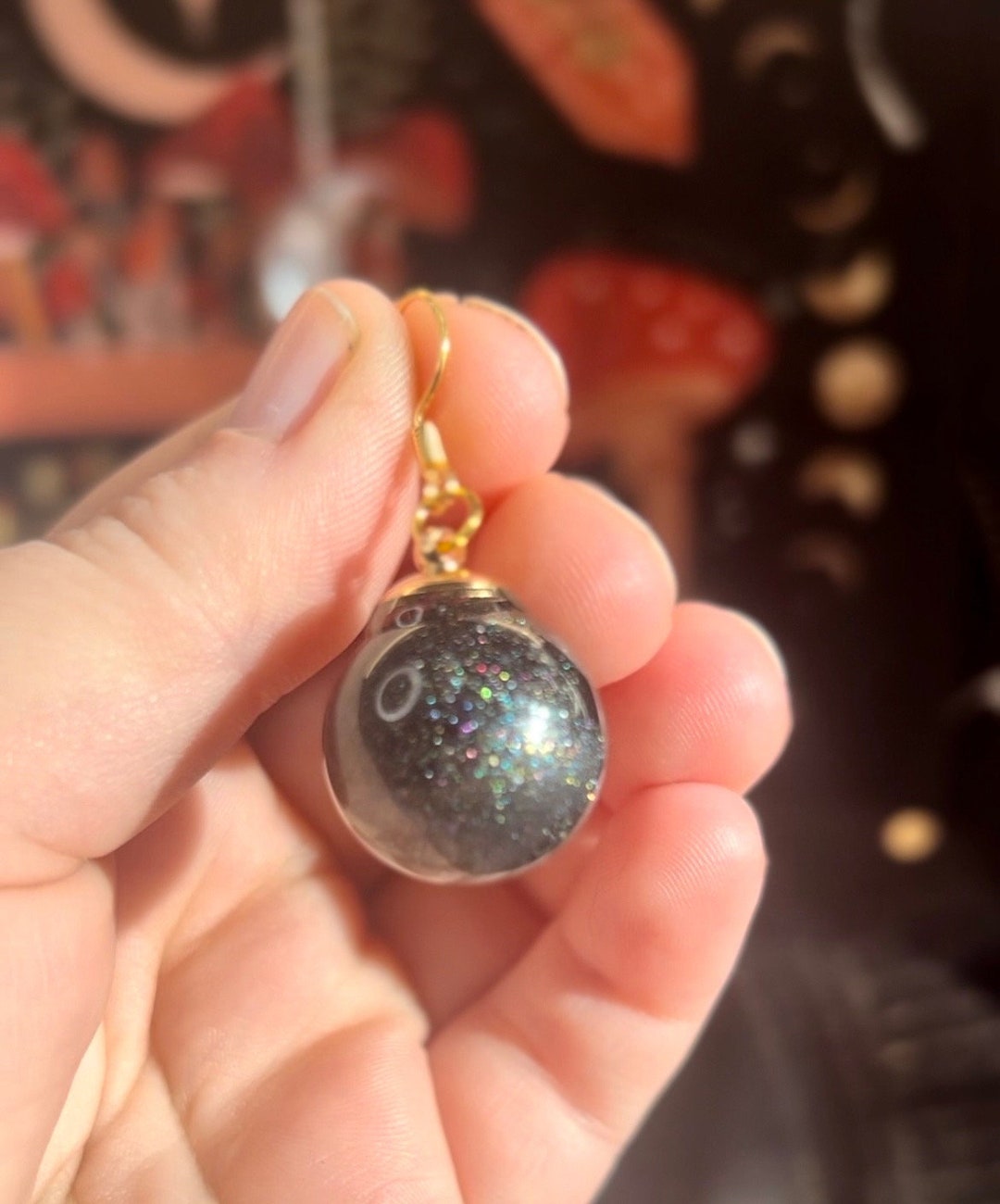 Rainbow Star Dust Fidget Earrings: Whimsical Snow Globe Jewelry - Etsy