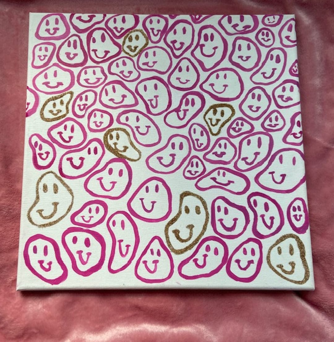 Preppy Smiley Face Painting - Etsy UK