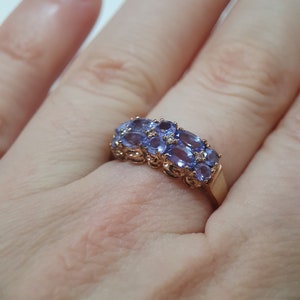Stunning QVC 9ct Gold Two Row Tanzanite & Diamond Ring, Size O ...