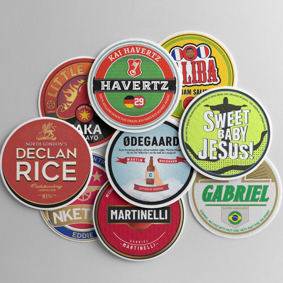 Arsenal Football Beer Mat Coasters 23/24 Season the Perfect Gift or ...