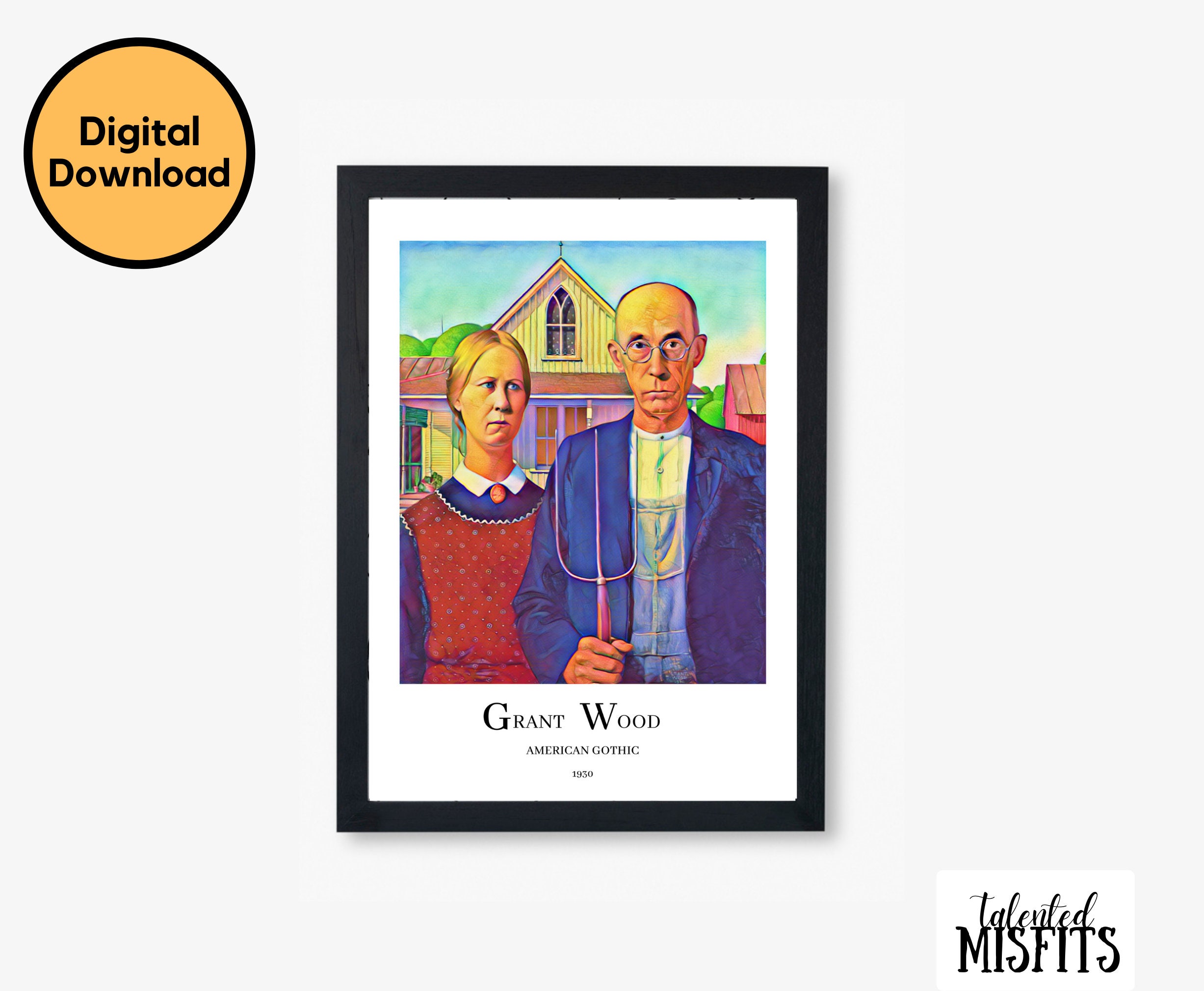 American Gothic by Grant Wood Digital Download Wall Art Printable Wall ...