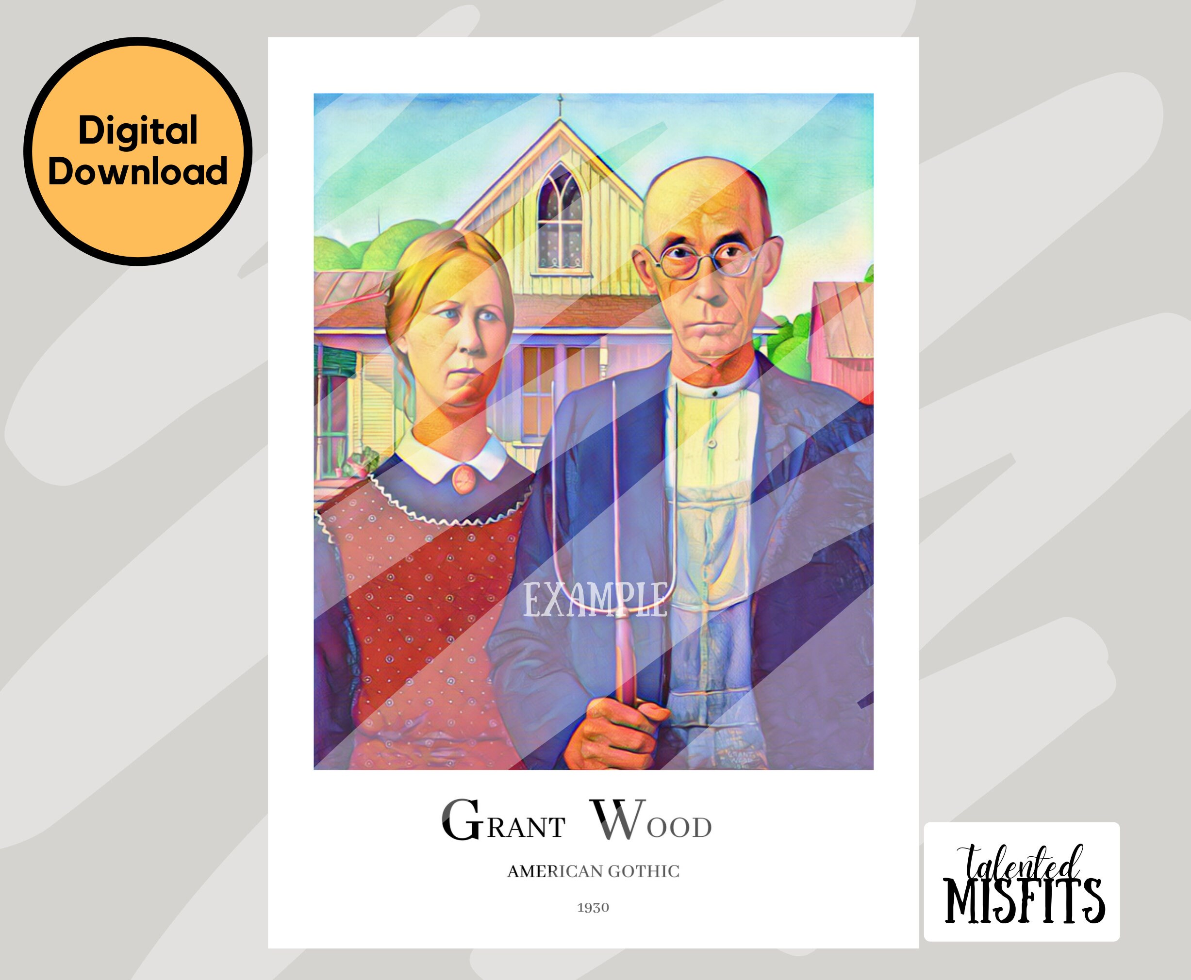 American Gothic by Grant Wood Digital Download Wall Art Printable Wall ...